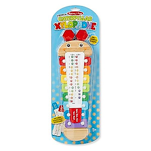Melissa & Doug Caterpillar Xylophone Musical Toy With Wooden Mallets 15.25" x 6.5" x 1.5 - For Toddlers,Ages 3+,Blue
