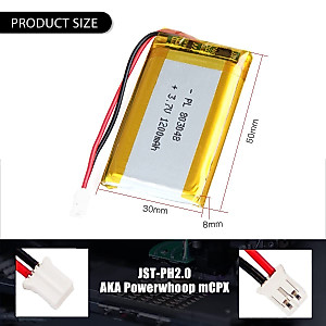 3.7V 1200mAh 803048 Lipo battery Rechargeable Lithium Polymer ion Battery with JST Connector
