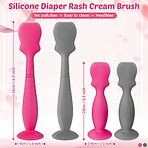 4 Pack Baby Diaper Cream Spatula Applicator Soft Silicone Baby Butt Paste Spatula Mini Rash Cream Brush for Baby Newborn (White, Gray)
