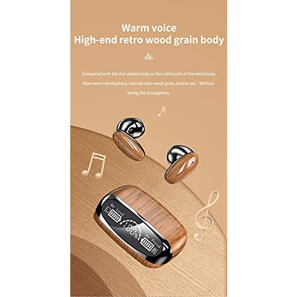 Bluetooth Headphones True Wireless Earbuds 48Hrs Playtime with Wireless Charging Case LED Power Display Wireless & Type-C Charging Waterproof in-Ear TWS Earphones for Phone Computer Laptop Sports