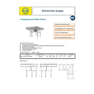 Commercial 3 Compartment Corner Sink, Stainless Steel Kitchen Restaurant ETL NSF