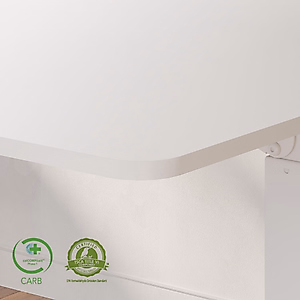 SANODESK L Shaped Standing Desk with Dual Motor 4-Leg Lift, Electric Height Adjustable Desk with Memory Presets for Home Office(71x32 Joint Boards,White)