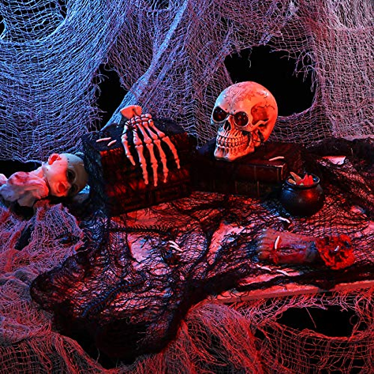 TOYMYTOY 2PCS Halloween Creepy Cloth Party Decor,Drape Doorways Entryways Windows Cover Gauze 6.6ft x 177"(Black and Grey)