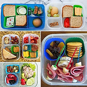 Cadeya 60 Pcs Silicone Lunch Box Dividers, Bento Lunch Box Dividers with Food Picks for Lunch Containers Accessories