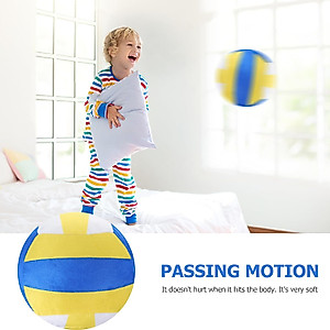8.7Inch Volleyball plush toy,Volleyball Volleyball Plush Pillow,volleyball stuff,Volleyball Throw Pillow,Soft Round Volleyball Shaped Pillow Sport Toys,Gift for Kids Room Decor (Yellow blue and white)