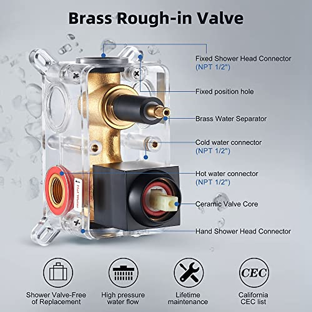 Cobbe 12 Inch Shower System, Black Shower Faucets Sets Complete with Valve High Pressure Rain Shower Head, Bathroom Mixer Shower Set Wall Mounted Matte Black (Faucet Rough-in Valve Body and Trim)