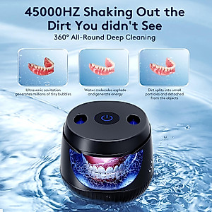 Ultrasonic U-V Cleaner for Dentures, Retainer, Mouth Guard, Aligner, Whitening Trays, Toothbrush Head, 45kHz Ultrasonic Retainer Cleaner Machine for All Dental Appliances, Jewelry, Diamonds