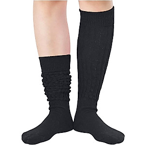 Zmart Black Slouch Socks for Women, Tall Black Stack Scrunch Socks