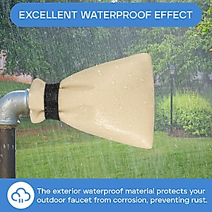 Upgraded Outdoor Faucet Cover for Winter, 5.5" W x 7.1" H Outside Faucet Cover Freeze Protection, Hose Bib Covers for Winter Reusable Waterproof Insulated Spigot Cover (Beige, 1 Pack)