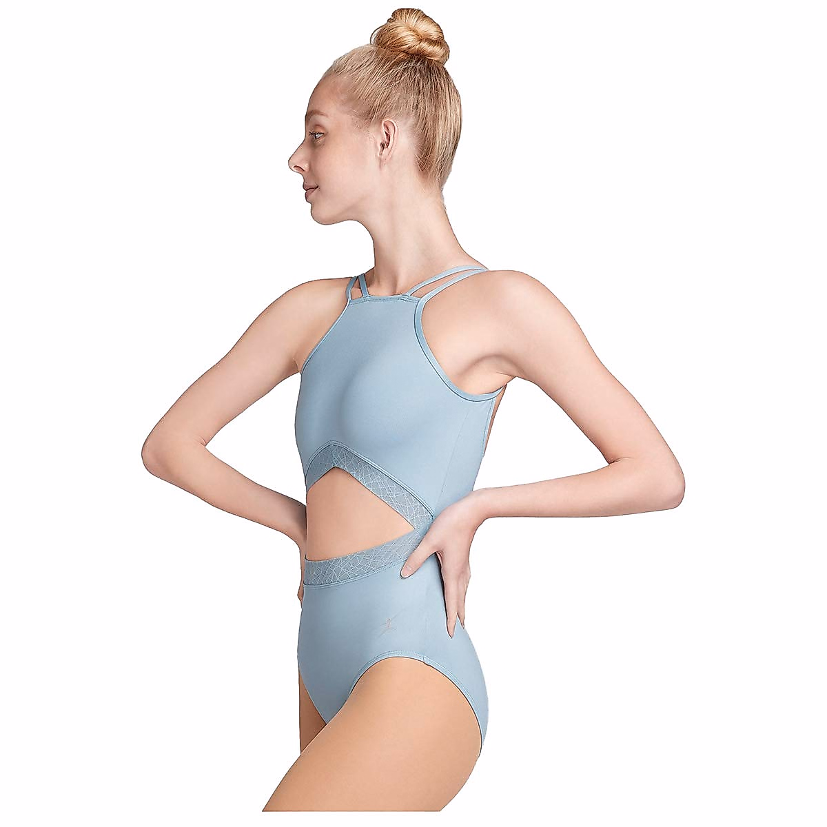 Danskin Women's High Neck Leotard, Aqua dust, Large
