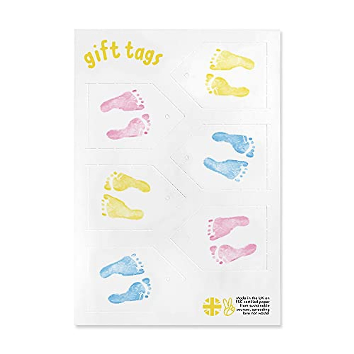 CENTRAL 23 - New Baby Wrapping Paper - 6 Sheets of Gift Wrap - Babies Feet - for Girls or Boys - Pink Blue and Yellow - Recyclable