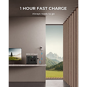 BLUETTI Portable Power Station AC60, 403Wh LiFePO4 Battery Backup w/ 2 600W (1200W Surge) AC Outlets, 1 Hour Fast Charge, Dustproof and Water Resistant Solar Generator for Camping, Trip, Power Outage