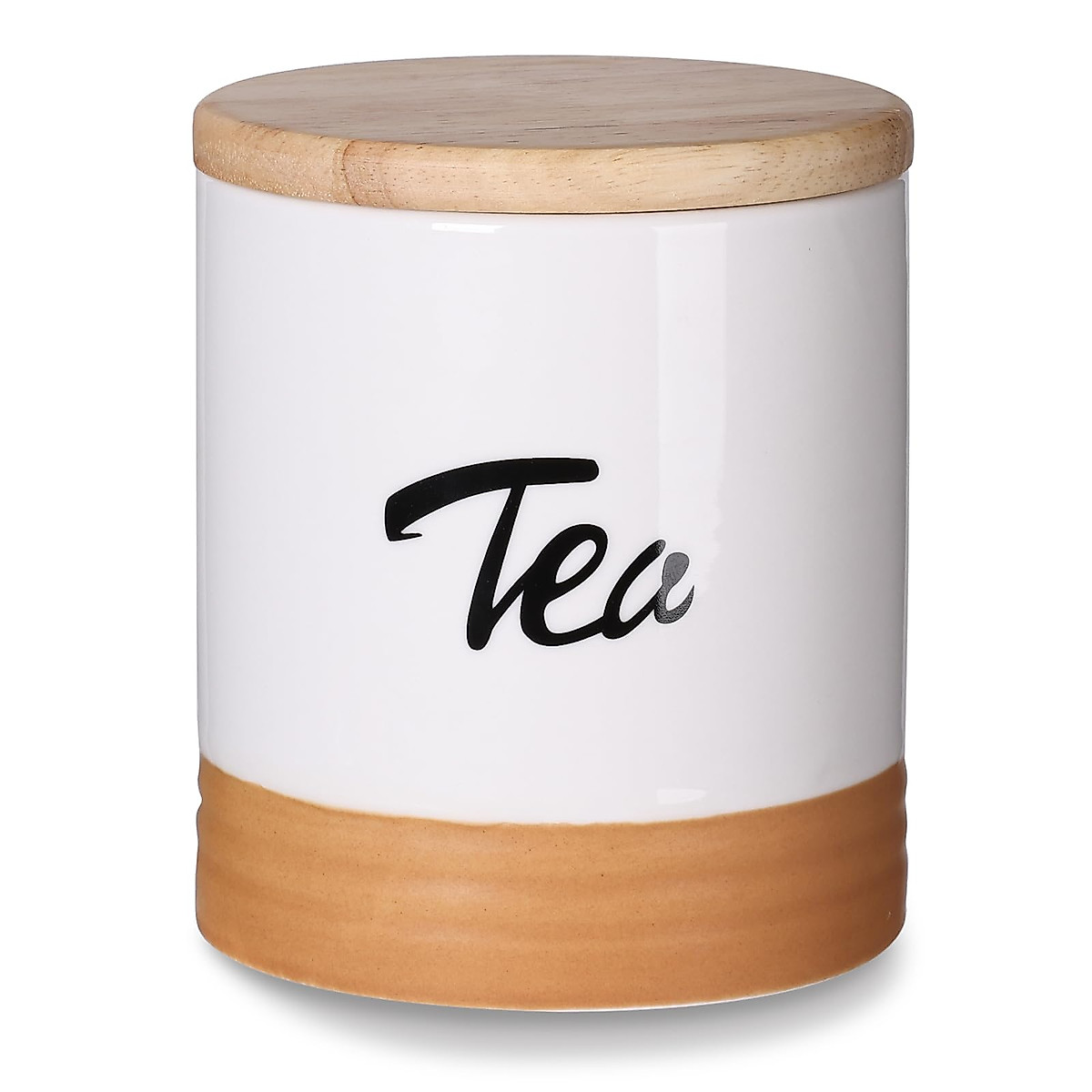 LEETOYI Ceramic Food Storage Containers with Lid,Modern Farmhouse Kitchen Decor, Countertop Food Storage Caddy Organizer, 4.5Inch 31oz (Labeled Tea)