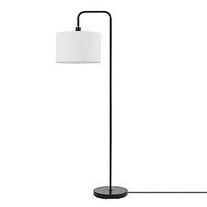 Globe Electric 67065 58" Floor Lamp, Matte Black, White Linen Shade, On/Off Socket Rotary Switch, Floor Lamp for Living Room, Floor Lamp for Bedroom, Home Improvement, Home Office Accessories