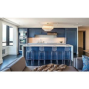 2xhome - Set of 2 25" Seat Height Barstool Modern Ghost Chair Ghost Stool Black Side Bar Stool Counter Stool Accent Stool No Arms (Clear)