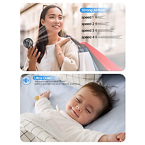 Portable Handheld Fan, 4000mAh 15hrs Mini Battery Operated Fan Personal Fan with Lanyard&LCD, 4 Speeds Strong Wind, Foldable Design for Office, Hiking, Camping, Travel……