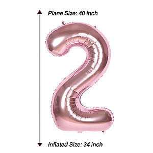 AULE 40 Inch Large 24 Number Balloons Rose Gold Big Foil Number Balloons Giant Helium Happy 24th Birthday Party Decorations for Women Huge Mylar 42 Anniversary Supplies