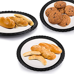 Fasmov 24 Pack 9" Paper Plate Holder, Reusable Plate Holder for Paper Plates, Woven Plastic Paper Plate Holder, Reusable Paper Plate Holder, Black