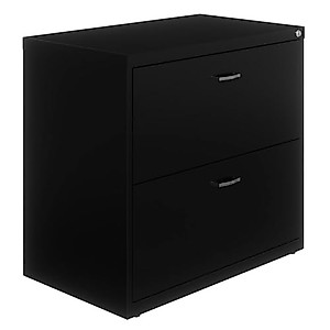Hirsh Lateral Metal File Cabinet 30" W 2 Drawer Set Black with Front/Back Rails