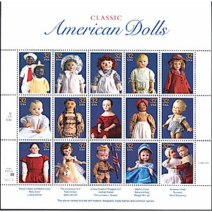 Classic American Dolls (Sheet of 15) 32 Cent US Postage Stamps 1997 Scott #3151