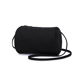 YONBEN Cross Body Bag Womens Casual Cylinder Shape Handbag Simply New Popular Shoulder Bag Lightweight Stylish (Black)