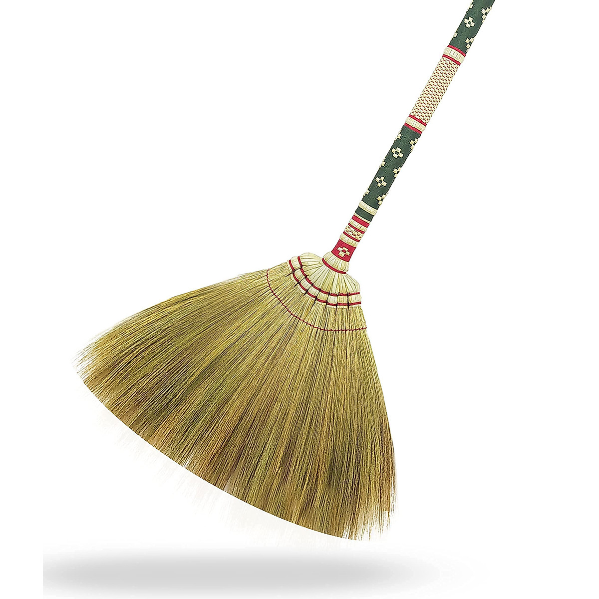 Thai Vintage Retro Grass Broom Stick,Asian Straw Broom for Wedding Jumping,Witch Broom,House Broom,Long Broom with Solid Wood Handle Primitive Sweeping Dirt Dust Garbage