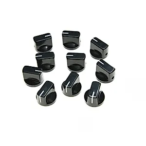KAISH 10pcs Guitar AMP Effect Pedal Knobs Pointer Knob with Set Screw Black