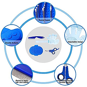 4 Pieces Bunny Grooming Kit with Rabbit Grooming Brush Pet Hair Remover Pet Nail Clipper Pet Comb Shampoo Bath Brush with Adjustable Ring Handle for Rabbit Hamster Bunny()