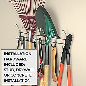 ClosetMaid Wall Mount Garage Tool Organizer Rack, Long Handle, 35538, Silver