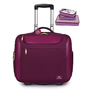MATEIN Rolling Briefcase for Women, Large 17 Inch Laptop Travel Bag with Wheels & 3 Packing Cubes, Carry On Business Luggage Office Roller Computer Case Suitcase for Teacher College Work, Purple