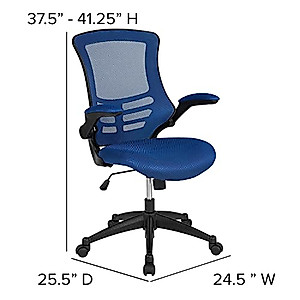 Flash Furniture Kelista Mid-Back Blue Mesh Swivel Ergonomic Task Office Chair with Flip-Up Arms