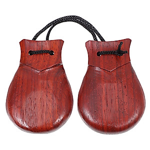 Vaguelly Spanish Castanets, 1 Pair Castanets With String Wood Nashiki Percussion Instrument for Adults
