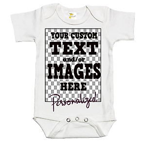 Rapunzie Custom Personalized Baby Bodysuit - Customized with Image and/or Text of Choice (3-6 Months, White)