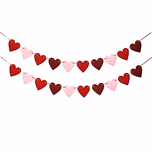 2 Pieces Valentines Day Banners,Felt Heart Garland Banner Valentine’s Day Decor for Wedding Birthday Anniversary Party Decorations Ornaments