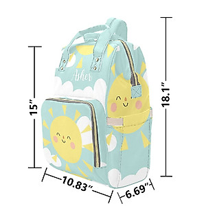 You are My Sunshine Personalized Diaper Bag Backpack Tote with Name,Custom Travel Nappy Mommy Bag Backpack