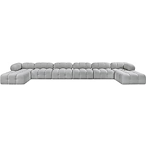 Meridian Furniture 611Grey-Sec8B Ames Collection Modern | Contemporary Modular Sectional with Rich Grey Boucle Fabric, Modular to Create Infinite Configurations, 204" W x 68" D x 28" H, Grey