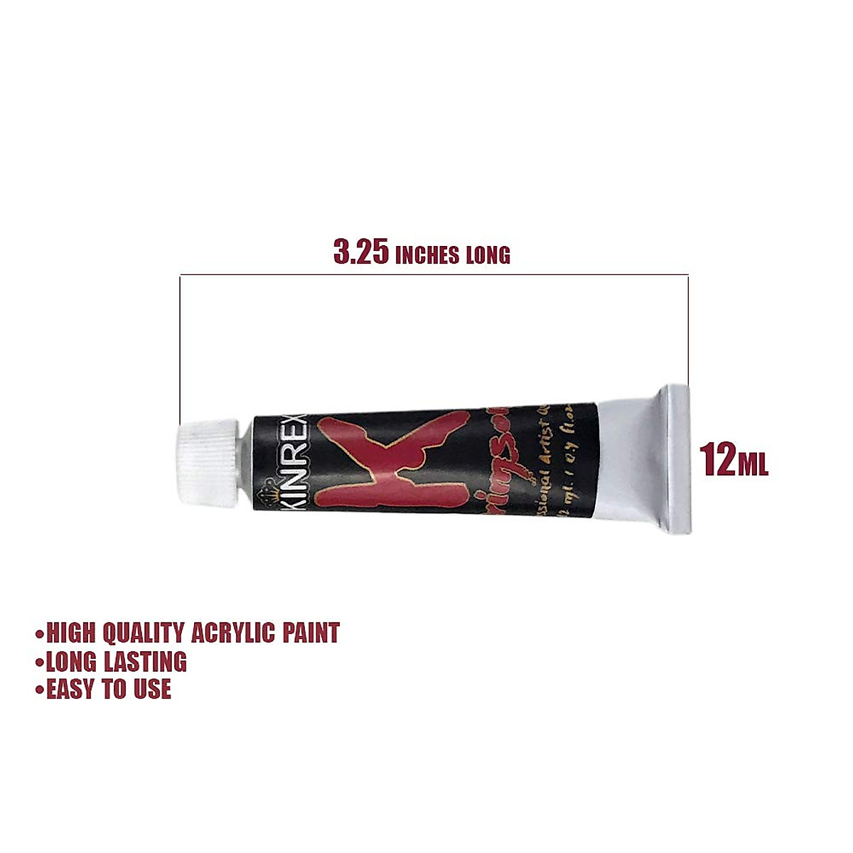 KINREX Acrylic Paint Set - 24 Color Art Set - 12 ml Each - Non Toxic and Vibrant Colors - Best Craft Gift for Adults and Kids