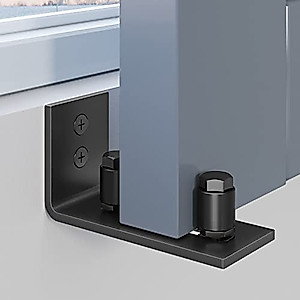 EaseLife Sliding Barn Door Bottom Floor Guide,Adjustable Roller,Wall Mount System,Flush Flat Bottom Design,2 Assemble Setup Options,Fit All Size Door,Black