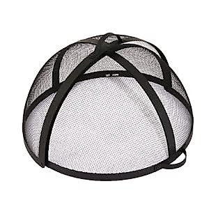 Fire Pit Spark Screen Cover Accessory Easy-Opening Outdoor Backyard Heavy-Duty Round Fire Mesh Screen Guard Hinged Door-24 Inch