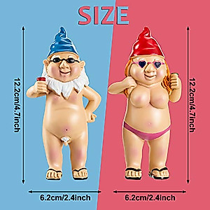 Jetec 2 Pieces Naked Gnome Statue Garden Gnome Art Decoration Peeing Gnome Naughty Garden Statue Fun Gnome Statue for Home Indoor or Outdoor Lawn Garden Decorations, Man and Woman? Stand Style?
