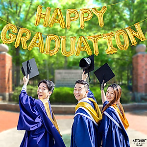 XtraLarge, Gold Happy Graduation Banner - 16 Inch, Graduation Foil Balloons | Graduation Party Supplies 2023 for Graduation Party Decorations 2023 | Graduation Banner for Graduation Decorations 2023