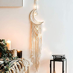 Dremisland Macrame Woven Wall Hanging Moon Dream Catcher- Boho Chic Bohemian Home Decor Wall Art Decor Beautiful Apartment Dorm Room Door Decoration (Moon)