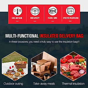 IVONNEY Insulated Food Delivery Bag, XXXL Food Warmer Bag, Commercial Catering Bag, Cooling Bag, Meal Delivery Bags, Thermal Bags for Hot Food - Insulated Reusable Grocery Bags (4 Pack, Red)