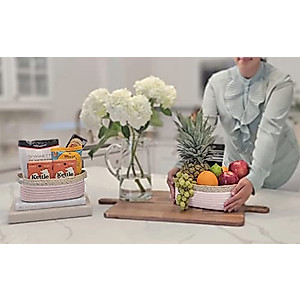 Haus of Solace Baskets for Organizing - Storage Basket Set for Nursery, Baby Room, Bathroom, Bedroom - Kitchen Organization and Storage Bins, Woven Baskets for Organizing - 5-Piece, Pink