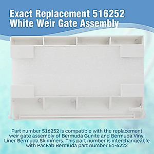 Calvana Exact Replacement 516252 White Weir Gate Assembly - Compatible with Bermuda Gunite Skimmer and Bermuda Skimmers - Vinyl Weir Gate Assembly - 8 1/2 Inches x 5 3/8 Inches Weir Gate