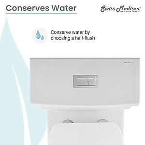Swiss Madison Well Made Forever SM-1T113 Voltaire One Piece Elongated Toilet Dual Flush 0.8/1.28 GPF, White