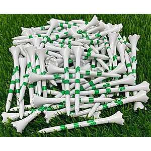 NorthPointe Four Leaf Clover/Shamrock 3 ¼” Plastic Golf Tees – White with Green - 100 Tees in Bulk