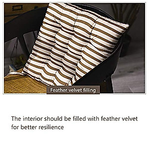 Scorpiuse 4 Pack Chair Pads 15.7"x 15.7" Striped Style Soft Seat Cushions for Dining Kitchen Living Room Office Chair Den (Coffee)