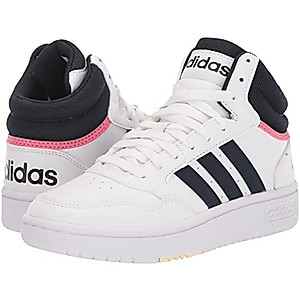 adidas Women's Hoops 3.0 Mid Basketball Shoe, White/Legend Ink/Rose Tone, 9.5