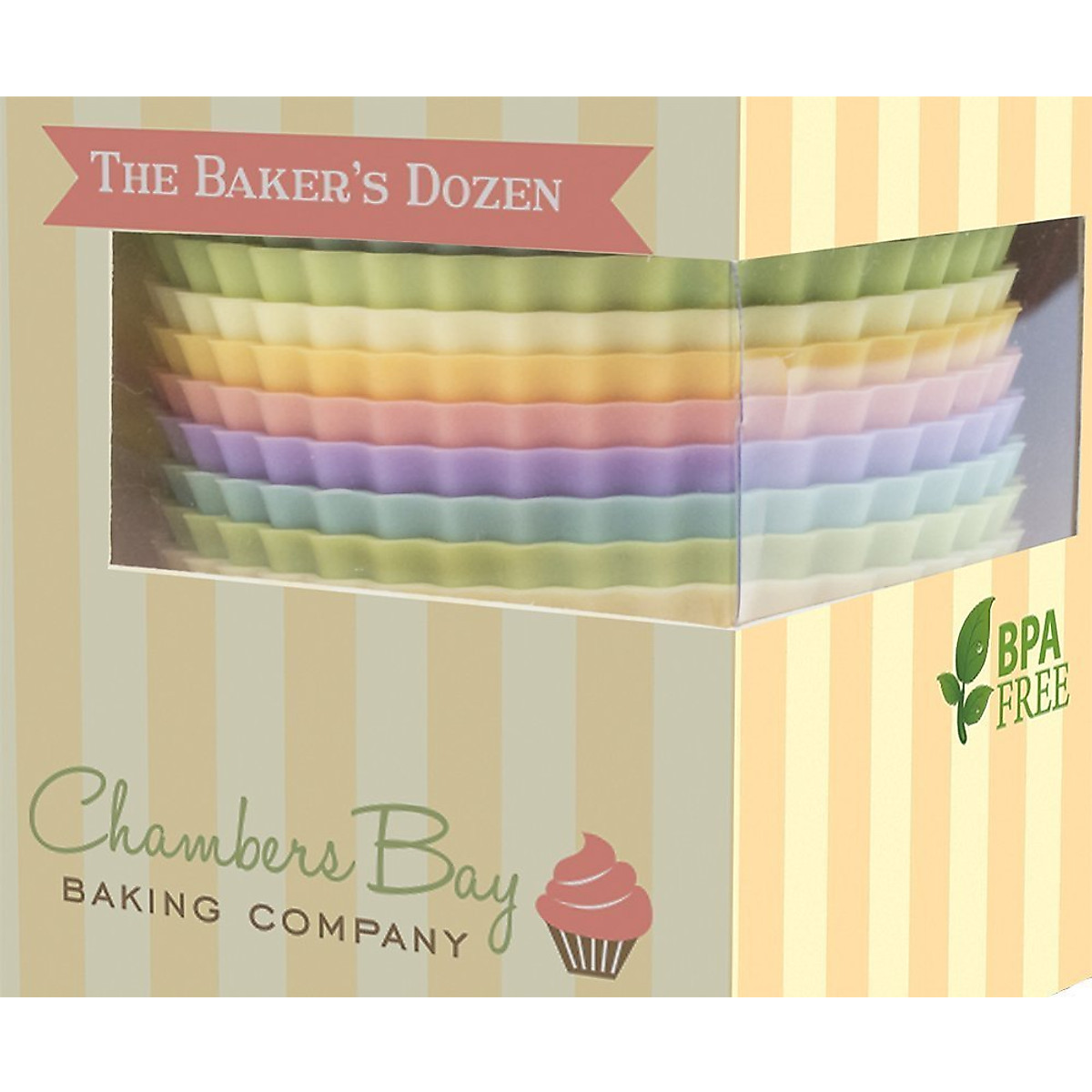 Silicone Baking Cups / 13 Reusable Nonstick Cupcake Liners/Premium Muffin Molds - Stand Alone Cupcake Holders - No BPA - Gift Set - 6 Designer Colors - Standard Size